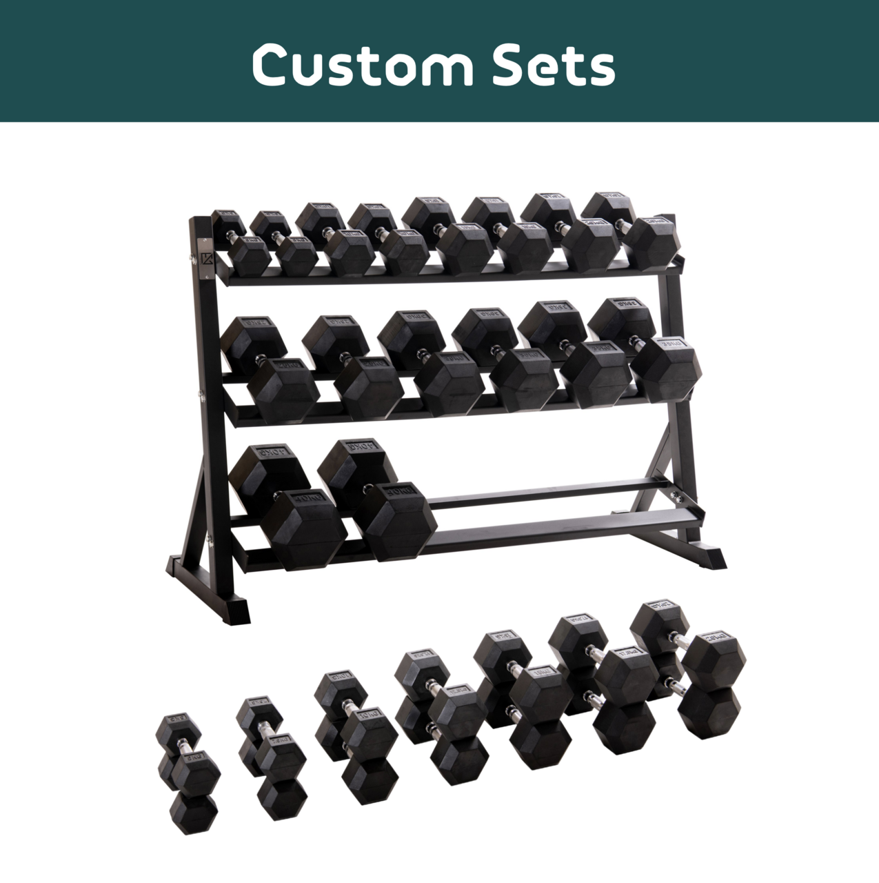 Custom Hex Dumbbell Set Builder With Optional Rack – Equipped Gym