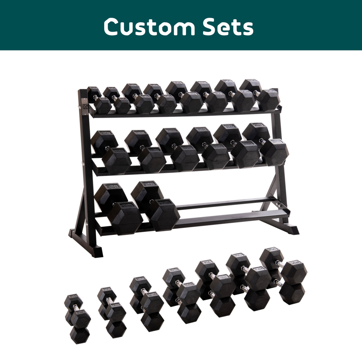 Custom Hex Dumbbell Set Builder With Optional Rack – Equipped Gym